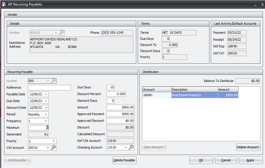 entrée.AP - Accounts Payable